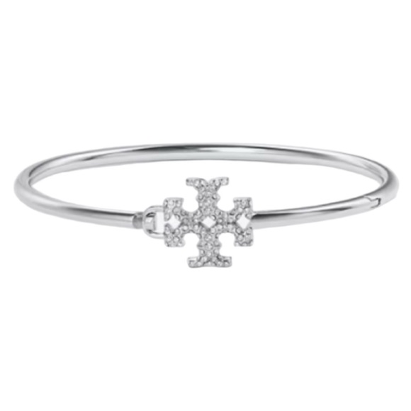 Tory Burch | Jewelry | Tory Burch Silver Eleanor Hinged Crystal ...